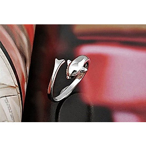 TomSunlight 925 Sterling Silver Dolphin Ring Finger Fashion Women Lady Ring Opening Adjustable gift