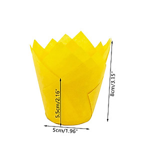 Baking Cups,200pcs Tulip Cupcake Liners Baking Paper Cups Holders Greaseproof Muffin Cases Wrappers for Wedding Birthday Party Baby Shower, Standard Size (yellow)