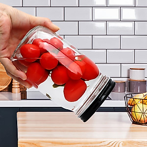 QAPPDA 32 OZ Glass Jars with Lids Set of 12,Clear Wide Mouth 1000ML Glass Mason Jar with Airtight Lid,Durable Glass Food Storage Canning Jars for Pickles,Jams,Preserving