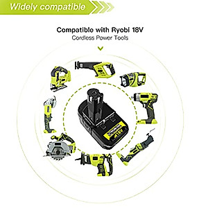 SHGEEN 2Pack 6.5Ah PBP003 Replacement for Ryobi 18V Lithium Battery P108 PBP002 P102 P103 P104 P105 P107 P109 P190 P122 Cordless Tool Battery Packs