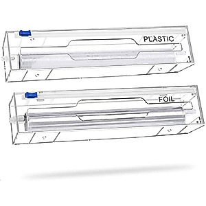 LAMPTOP Foil and Plastic Wrap Organizer, 2 in 1 Plastic Wrap Dispenser With Cutter, Aluminum Foil Organization and Storage, Tin Foil Organizer for Drawer, Compatible with 13" Roll (Upgrade)
