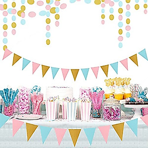 Blue Pink Gold Party-Decorations Gender-Reveal - 52Ft Paper Streamers 17FT Paper Banner Garland Hanging Decor Birthday Ideas Event Party Supplies