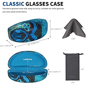 molshine Hard Shell Sunglasses Case,Large Glasses Case for Women Men Oversized Sunglass Eyeglasses (Cyan Sea Bottom)