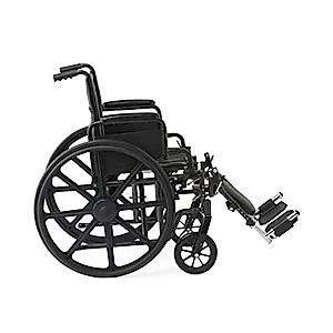 Medline K1 Basic Vinyl Wheelchair with Swing-Back Desk-Length Arms and Elevating Leg Rests, 16-Inch Wide Seat