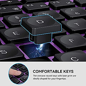 Wireless Keyboard and Mouse Combo, VIVEFOX 2.4GHz Cordless Quiet USB Keyboard Mouse, Full Size Ergonomic Keyboard Mouse with 14 Multimedia Hotkeys for Windows Laptop Computer Desktop, Purple