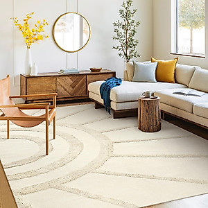 OJIA Boho Living Room Rug 5'x8', Large Washable Rugs Soft Tufted Bedroom Rug Nursery Rug, Cotton Woven Beige Area Rugs Floor Carpet for Dorm/Kids Room/Dining Room/Office