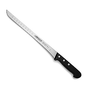 ARCOS Series Universal - Slicing Knife Ham Knife - Blade Nitrum Stainless Steel 9" with Granton Edge - Handle Polyoxymethylene (POM) Black Color,281801