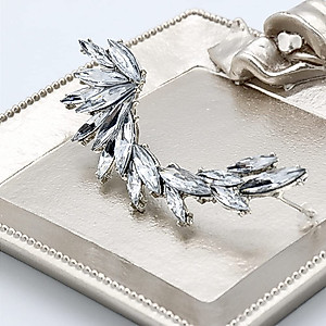 Crystal Leaf Climbers Crawler Jewelry Jacket Earrings Sparkly Zircon Pave Metal Ear Cuff Wrap Clip Stud Earring Climber Top Ear Clip for Women