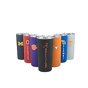 Decorvo Officially Licensed Collegiate Stainless Steel Tumbler - Double Walled Insulated Travel Thermos with Slide Lid - 18 oz (Alabama - Black)