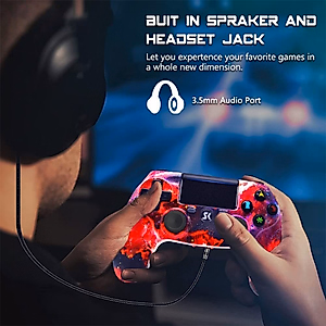 Wireless Controller for PS4, Controller for Sony PlayStation 4, Double Shock 6-Axis Motion Sensor, Sensitive Touch Pad, Built-in Speaker & Stereo Headphone Jack, Compatible with PlayStation 4/Pro/Slim
