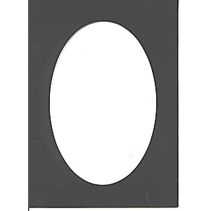 Pack of 5 8x10 Black Picture Mats with an Oval Opening Bevel Cut for 5x7 Pictures