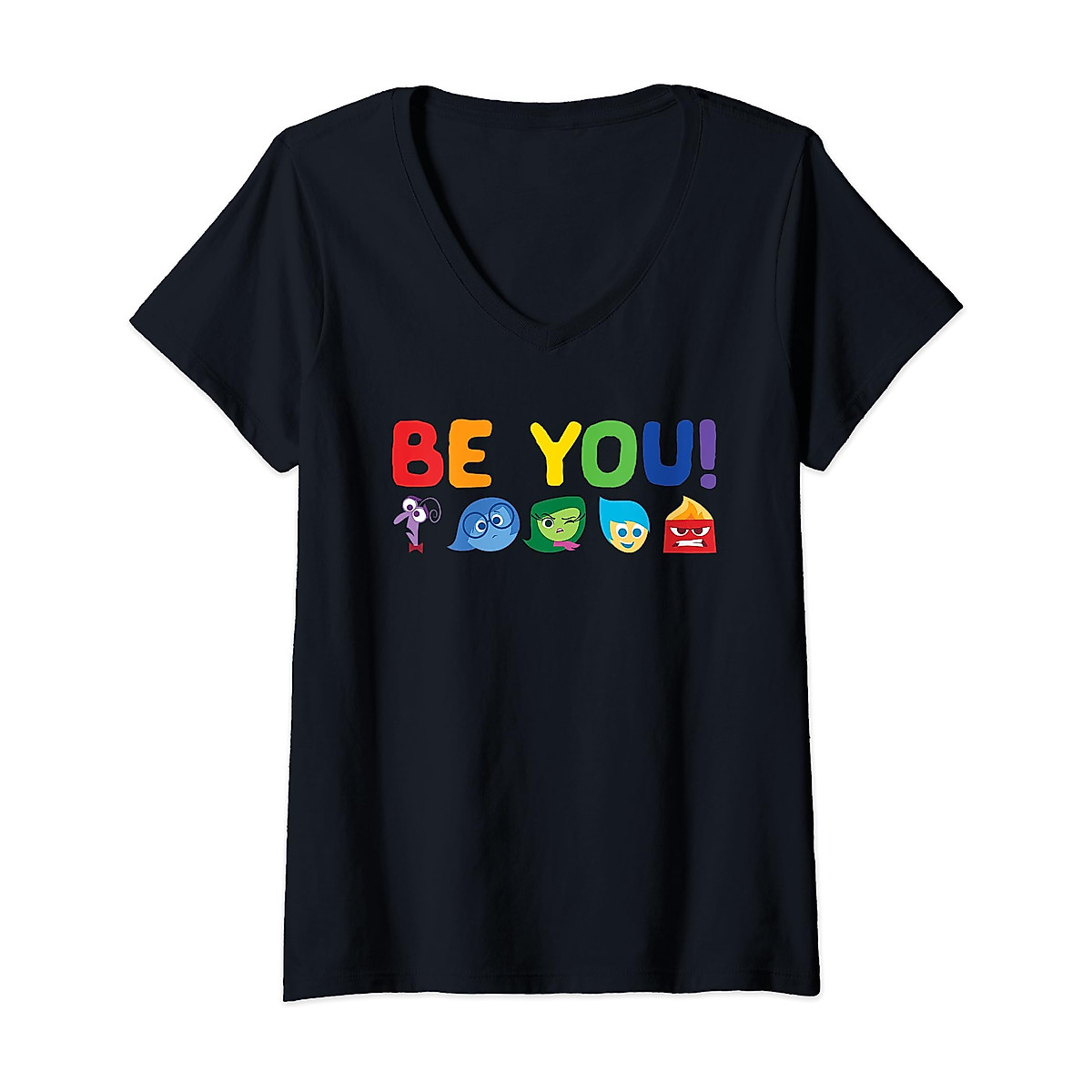 Womens Disney Pixar Inside Out Be You Rainbow V-Neck T-Shirt