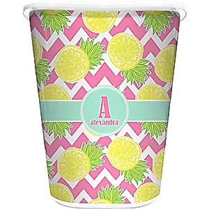 RNK Shops Pineapples Waste Basket - Single Sided (White) (Personalized)