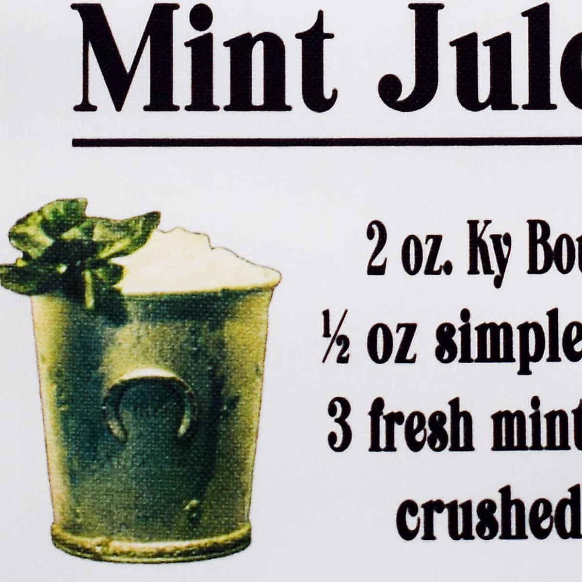 Mint Julep Recipe Color Derby Tea Towel