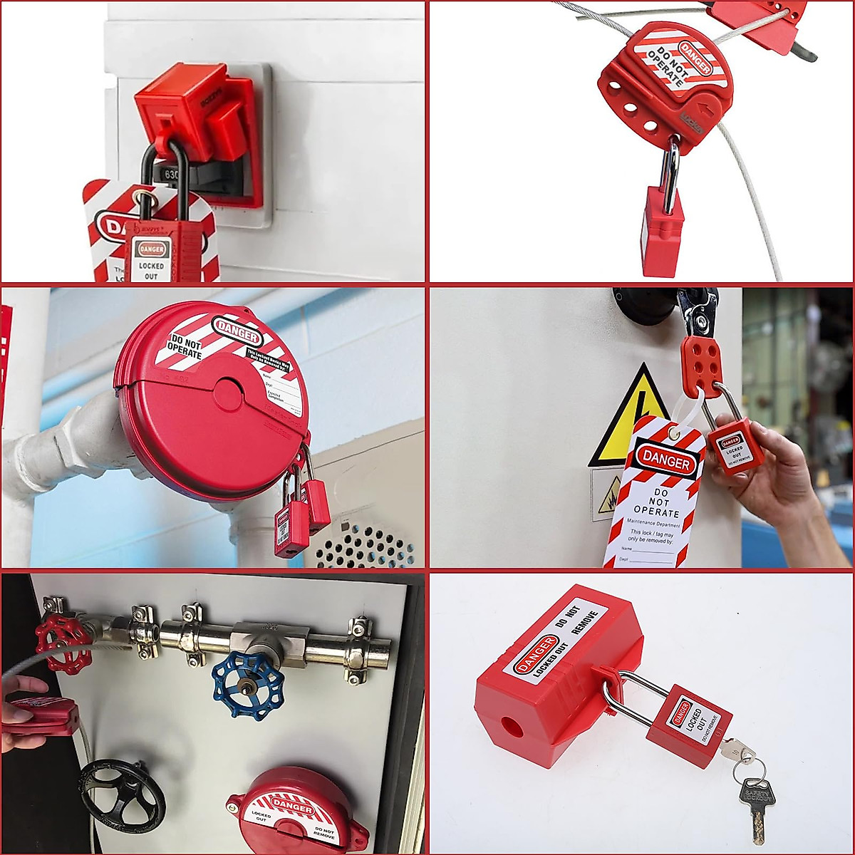 RealPlus Electrical Lockout Tagout Kit - Safety Padlocks, Gate Valve Lock, Ball Valve Lockout Device, Circuit Breaker Lockout, Hasp, Plug Lock, Cable Lockout, Loto Tags Set