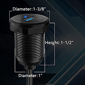 GOBGOD Single Port USB 3.0 Car Mount Flush Cable, USB3.0 Male to Female Extension for Car Truck Boat Motorcycle Dashboard Panel 3ft