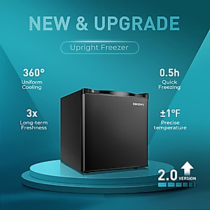 EUHOMY 1.1 Cubic Feet Mini Freezer, Countertop, Single Door Compact Upright Freezer with Reversible Door, Removable Shelves, Small freezer for Home/Dorms/Apartment/Office, New Black