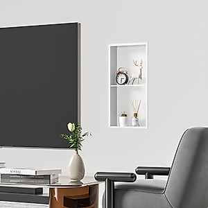 Qeke Stainless Steel Shower Niche 24" X 12", No Tile Needed Wall Niche Double Shelves, Recessed Niche Shower for Bathroom Storage, Matte White