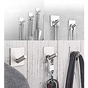 Adhesive Hooks - 5 Pack Heavy Duty Wall Hooks Waterproof Stainless Steel Hooks for Hat Towel Robe Hooks Rack Wall Mount-Bathroom Kitchen Home Hotel Office Cabinet and Bedroom CHROM02