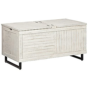 Signature Design by Ashley Coltport Storage Trunk or Coffee Table, Distressed White