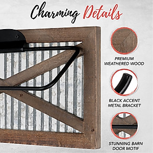 Autumn Alley Rustic Farmhouse Paper Towel Holder Wall Mount - Country Home Decor Rustic Farmhouse for Kitchen - Wood and Galvanized Kitchen Decor - Farmhouse Kitchen Wall Decor