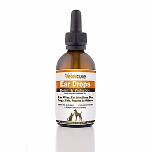 Vetercure Ear Drops For Any Pet- Relieve Your Pet From Ear and Reduce Odor In Just One Week-100% Natural Formula Tasted For Its Quality & Effectiveness