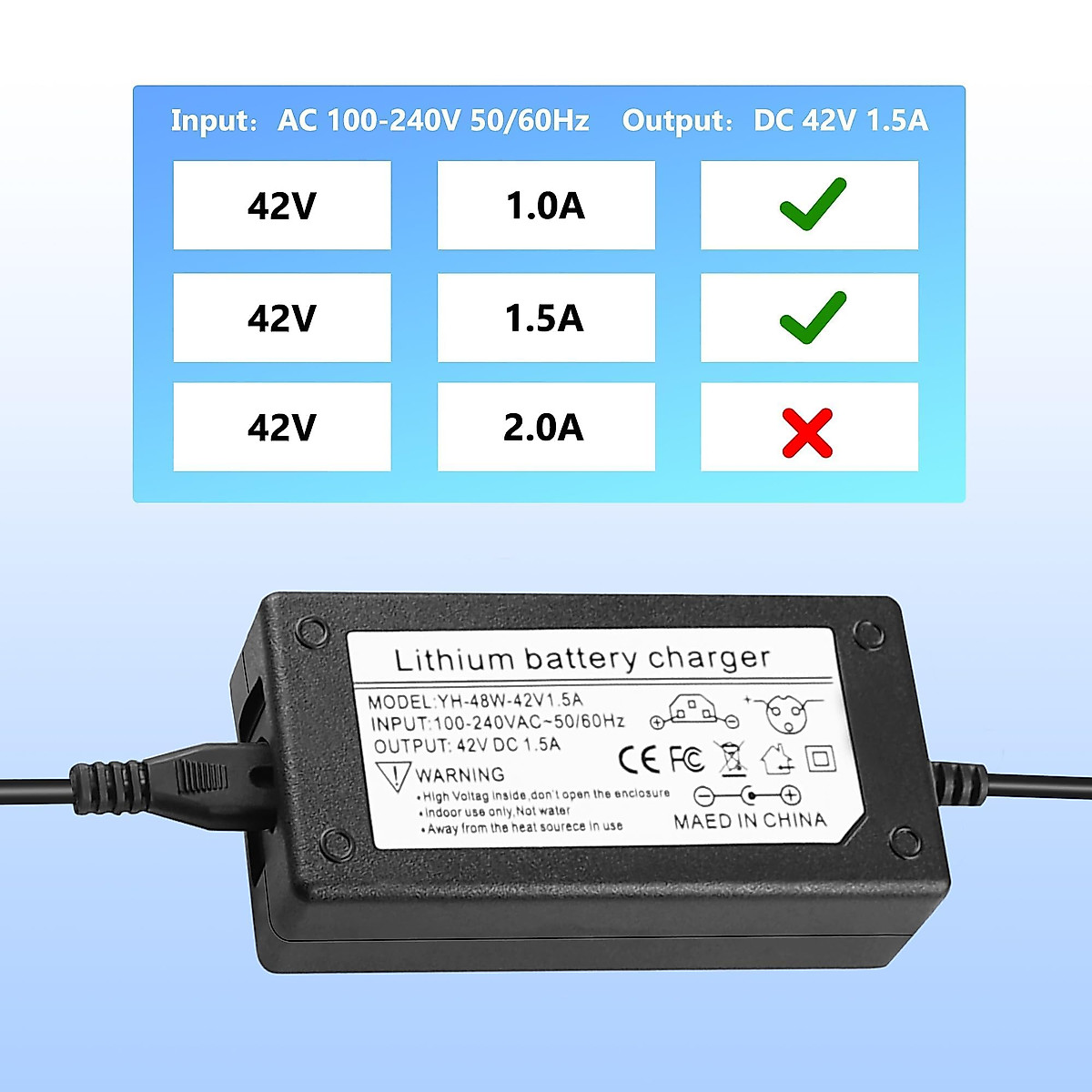 BXIZXD 42V Electric Scooter Battery Charger, Power Adapter for GOTRAX GXL V2, G2, G3, G4, Apex, Glider, XR Elite, XR Ultra Electric Bike with 36V Lithium Battery