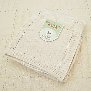 American Baby Company Sweater Knit Swaddle Blanket Made with Organic Cotton, Natural Color