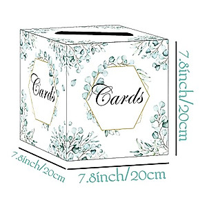 HEIPINIUYE Eucalyptus Card Box Elegant Wedding Card Box Holder Gift Card Box Money Box for Wedding Reception Baby Shower Bridal Shower Party Favor