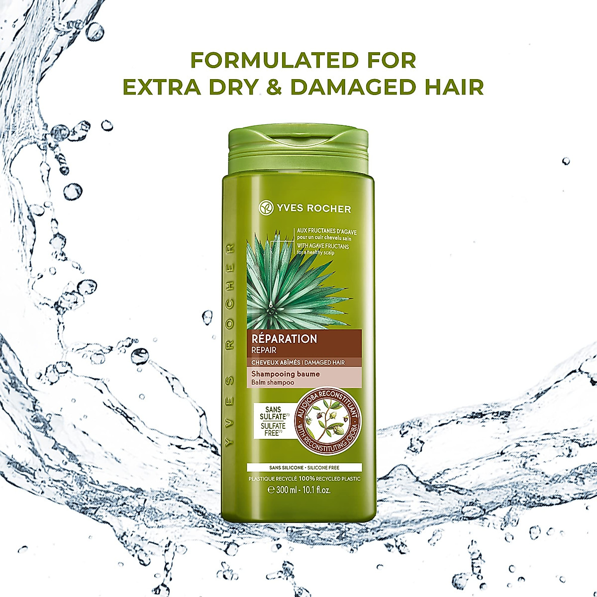 Yves Rocher Repair Balm Shampoo | Cleanse & Restructure Damaged Hair | 10.1 fl oz