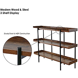 OneSpace Modern Wood and Steel 3-Shelf Display, Cherry