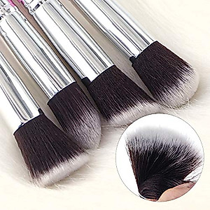 Make Up Brush, 10 Piece Soft Pink Makeup Brushes Set Portable Kabuki Liquid Cream Brushes with Cruelty-Free Synthetic Fiber Bristles Beauty Tools…