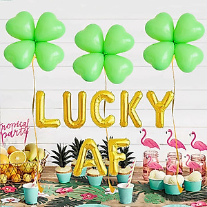 Geloar St. Patrick's Day Decorations Saint Paddy's Day Theme Irish Four Leaf Clover Shamrock Foil Balloons Baby Shower March Birthday Bridal Shower Bachelorette Wedding Party Supplies (Lucky Af)