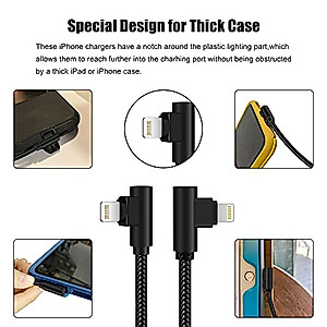 Osecet iPhone Charger 1ft 90 Degree Elbow 5 Pack MFi Certified Right Angle Lightning Cable 1 Foot Braided iPhone Charging Cable for iPhone 13 12 11 Pro X XS XR 8 Plus 7 6 5(Black,1 Feet)