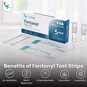 Fentanyl Test Strips 2 Pack | SafeCheck Highly Sensitive Fentanyl Test Strips for Testing Drugs | Fentanyl Testing Strips for Pills, Powders | Fentanyl Test Kit for Residues | 10ng/mL Cutoff