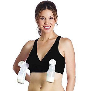 Rumina Racerback Hands Free Pump&Nurse Nursing Bra for Pumping. Perfect for Breastfeeding Pumps by Spectra, Medela, Lansinoh, etc., Black L
