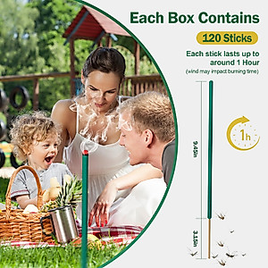 120 PCS Mosquito Repellent | Natural Citronella Oil Mosquito Incense Sticks Organic Mosquito Barrier Mosquito Repeller for Backyard Patio Travel Camping Indoors Gnat Mosquito Control