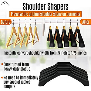 Wooden Hangers 20 Pack- Extras Included- 5 Shoulder Shapers - 2 Bag or Scarf Hangers- 3 Hanger Options in 1 Box- Non-Slip Pants Bar, Rotating Hook, Rounded Notches- Great Suit Hangers- 27 Total Pieces