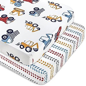 Standard Microfiber Fitted Crib Sheets for Baby Girl, Baby Boy, and Neutral, 2 Pack Crib Sheets Crib Essentials for Baby 28x52 Crib Sheets (Trucks & Arrows)