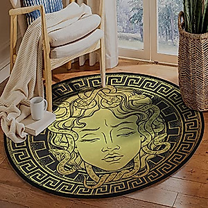 Tarity Round Non-Slip Area Rugs/Slip Floor Rug 36.2X 36.2 in Indoor Room Decorative Rugs Carpet for Living Room Bedroom