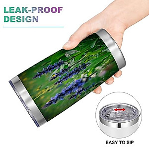 Jesmacti 20Oz Womens Tumbler Carpet Bugleweed Common Bugleweed Ajuga Reptans Blue Weed Flower Spikes Spring Focus Flowers Modern Tumbler Travel Mugs Insulated for Hot and Cold for Office