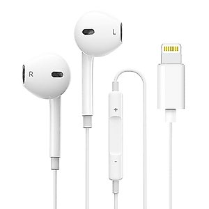 Apple Earbuds/Wired Earphones/iPhone Headphones with Lightning Connector[Apple MFi Certified] Built-in Microphone &Volume Control,Phone Calls,Compatible with iPhone 14/13/12/11, Support All iOS Syste