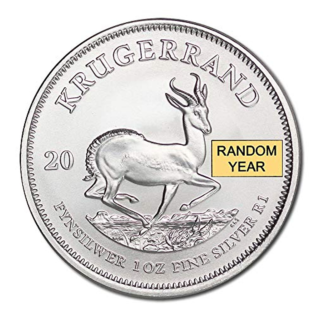 2017 - Present (Random Year) South Africa 1 oz Silver Krugerrand Lot of (5) Coins Brilliant Uncirculated with Certificates of Authenticity 1 Rand (R1) BU