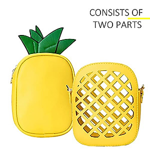 Yuboo Women's Pineapple Purse, Summer Girl‘s Yellow Crossbody Shoulder Bag for Hawaiian& Tropical Party Decorations