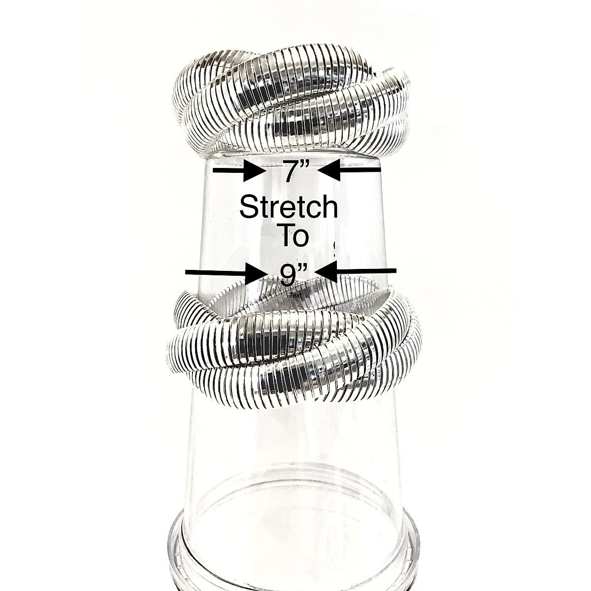 Marshal Metal Fashion Bracelet Omega Stretch Brass Triple Cobra Bracelet (Silver)(14mm x3)