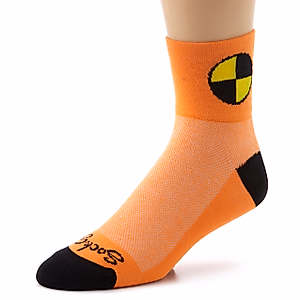 SockGuy Men's Crash Test Dummy Socks, Orange, Sock Size:10-13/Shoe Size: 6-12