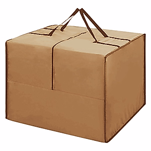 boyspringg Outdoor Cushion Storage Bag, 420D Waterproof Fabric, Outdoor Cushion Storage, 32'' x 32'' x 24'', Patio Cushion Storage Bag for Outdoor Furniture,Cushion,Pillow etc.（Brown）