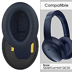 Ear Pads for Bose QC45 QC35 QC35 ii Gaming QC15 QC25 AE2 AE2i AE2w SoundTrue SoundLink Around-Ear Headphones Replacement Ear Cushions, Ear Covers, Headset Earpads (Protein Leather/Midnight Blue)