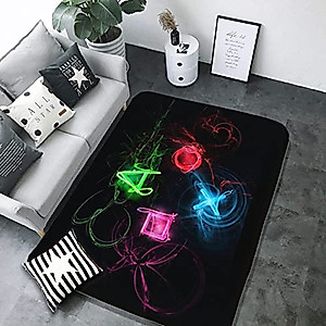 LUCKY&DONG Game Video Gaming Pattern Black Area Rugs, Bedroom Livingroom Sitting-Room Rug, Floor Pad Rugs Standing Mat, Children Play Rug Carpet Spa Bathroom Mats, Throw, 39x60inches( 100x150cm)