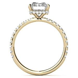 10K Solid Yellow Gold Handmade Engagement Rings 3.0 CT Emerald Cut Moissanite Diamond Solitaire Wedding/Bridal Ring Set for Women/Her Propose Ring (7.5)